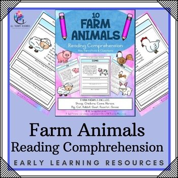 10 FARM ANIMALS – Reading Comprehension Mini Factual Story & Questions ...