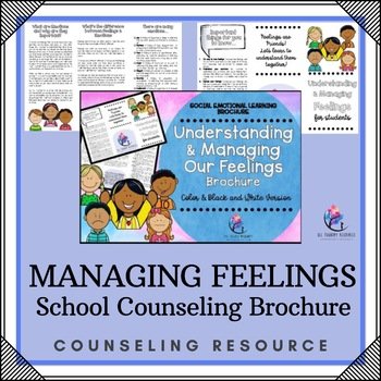 FEELINGS & EMOTIONS Counseling Brochure for Kids – SEL School Counselor ...