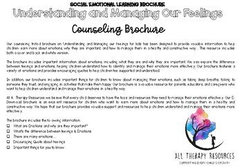 FEELINGS & EMOTIONS Counseling Brochure for Kids – SEL School Counselor ...