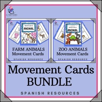 GROSS MOTOR MOVEMENT CARDS – Farm and Zoo Animal – SPANISH BUNDLE - My ...