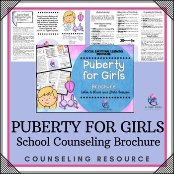 PUBERTY FOR GIRLS Counseling Brochure for Kids – SEL School Counselor ...