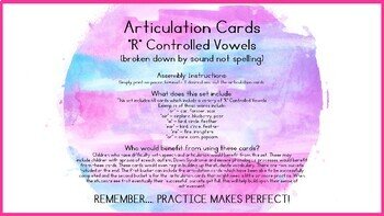 “R” Controlled Vowels – Articulation Cards with Visual Cues – Speech ...