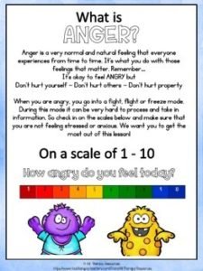 Anger Monster Lesson Activity – Workbook Craft Anger Management - All ...