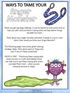 Anger Monster Lesson Activity – Workbook Craft Anger Management - All ...